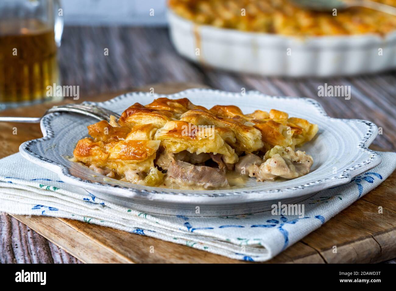Chicken and bacon pie with lattice puff pastry Stock Photo - Alamy