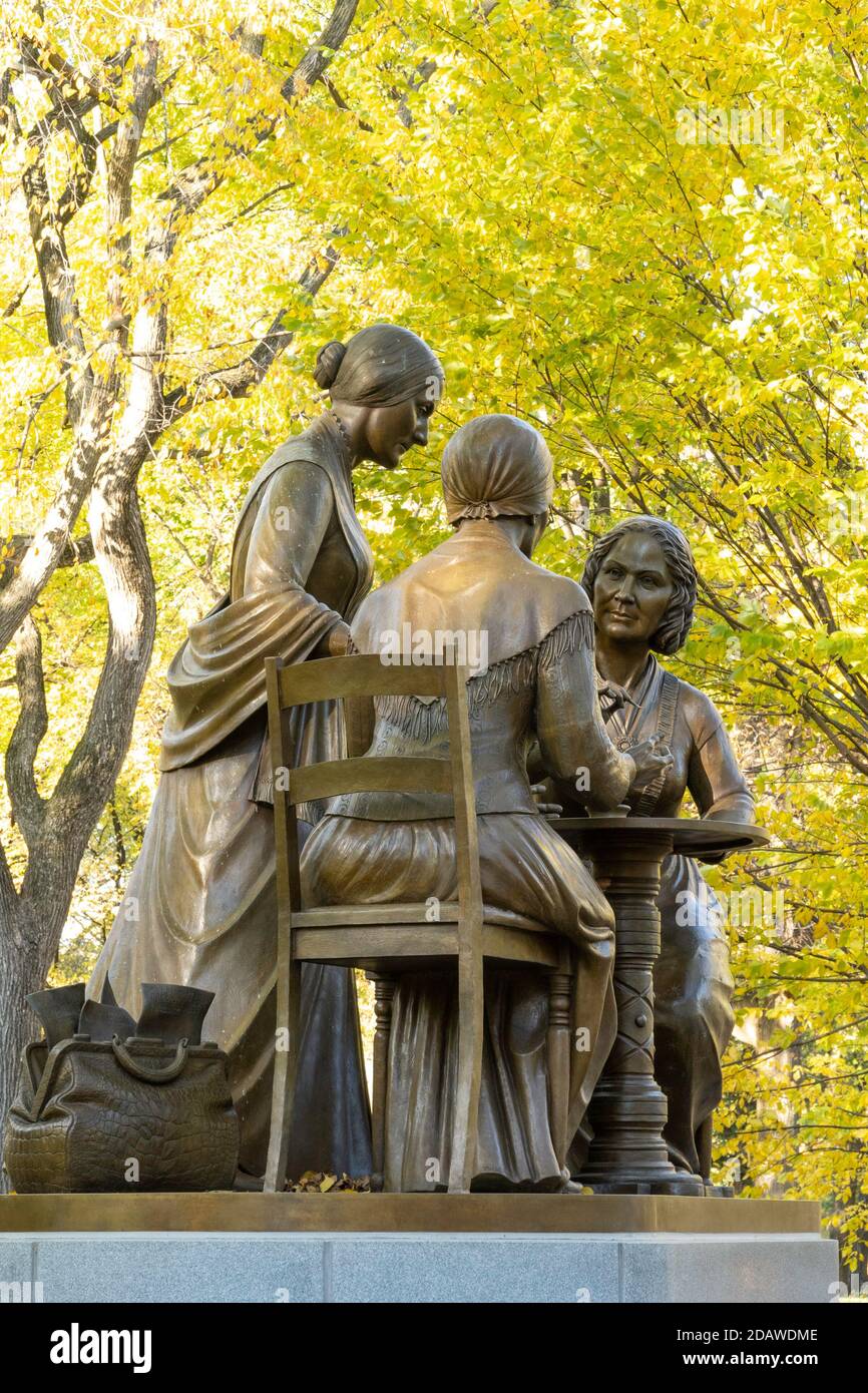 Women's Rights Pioneers monument located on Literary Walk in Central ...