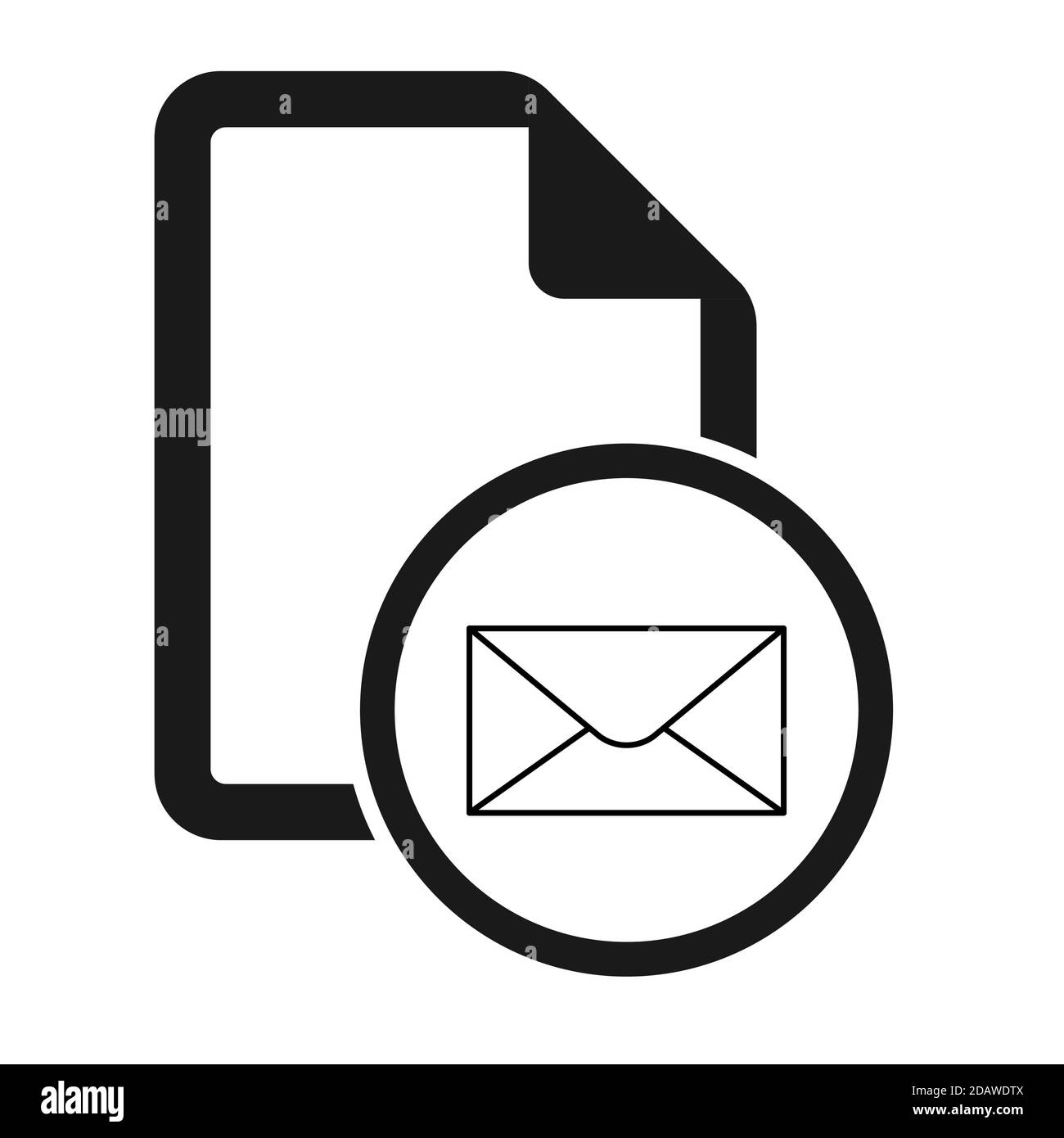 File flat icon with letter isolated on white background. Email document ...
