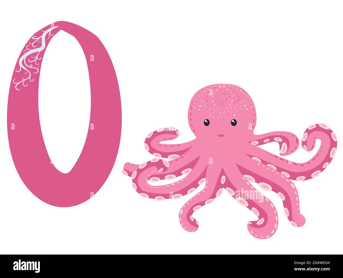 Happy Pink, Turquoise Octopus Cartoon Mascot Character. Marine ...