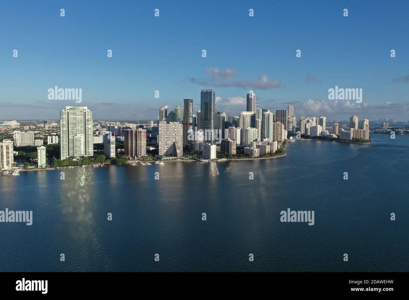 Aerial view of City of Miami skyline on sunny autumn morning Stock ...
