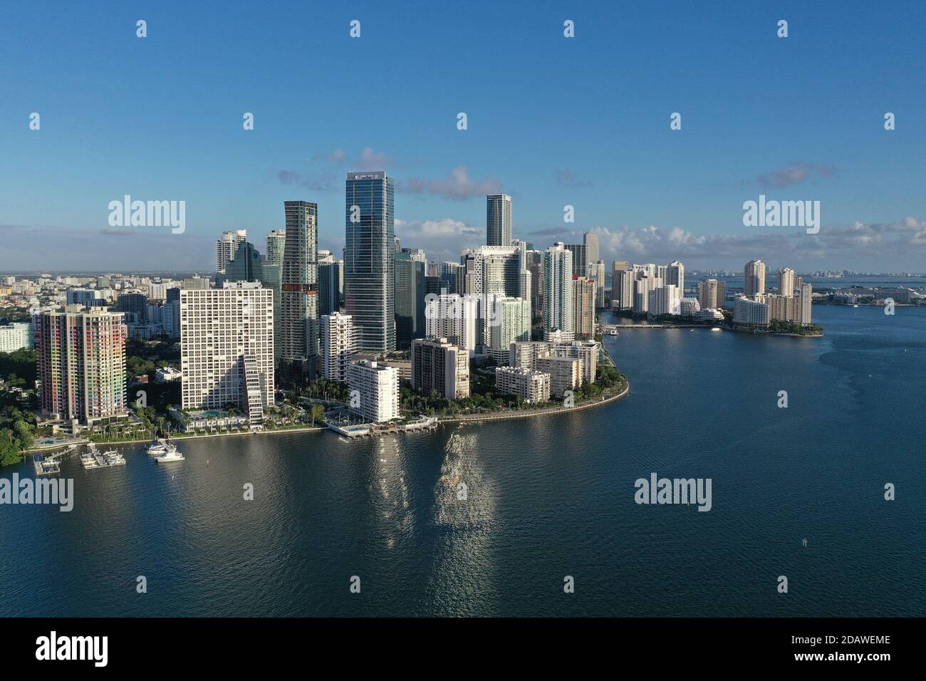 Aerial view of City of Miami skyline on sunny autumn morning Stock ...