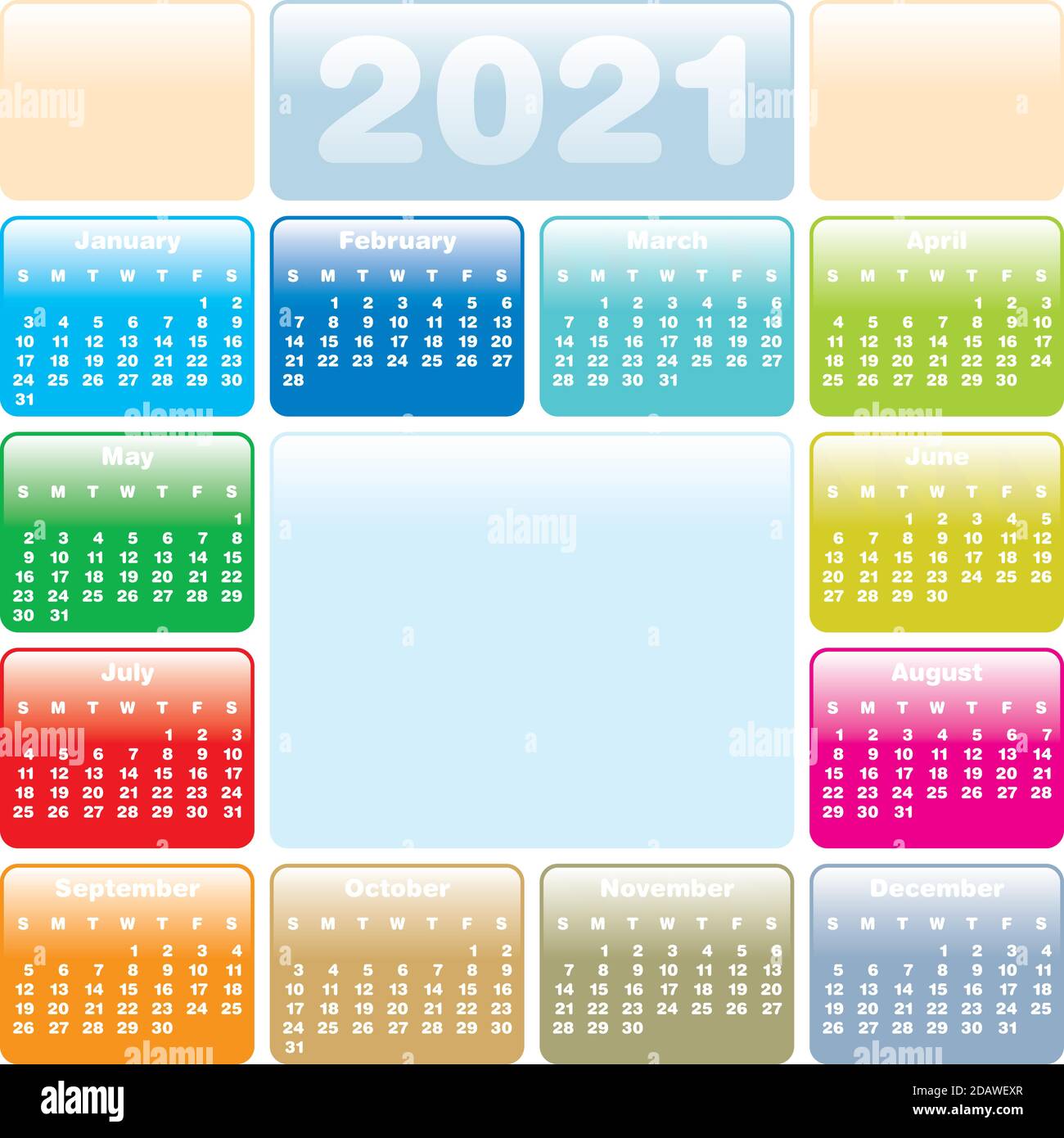 Colorful Calendar for Year 2021, in vector format Stock Vector Image ...