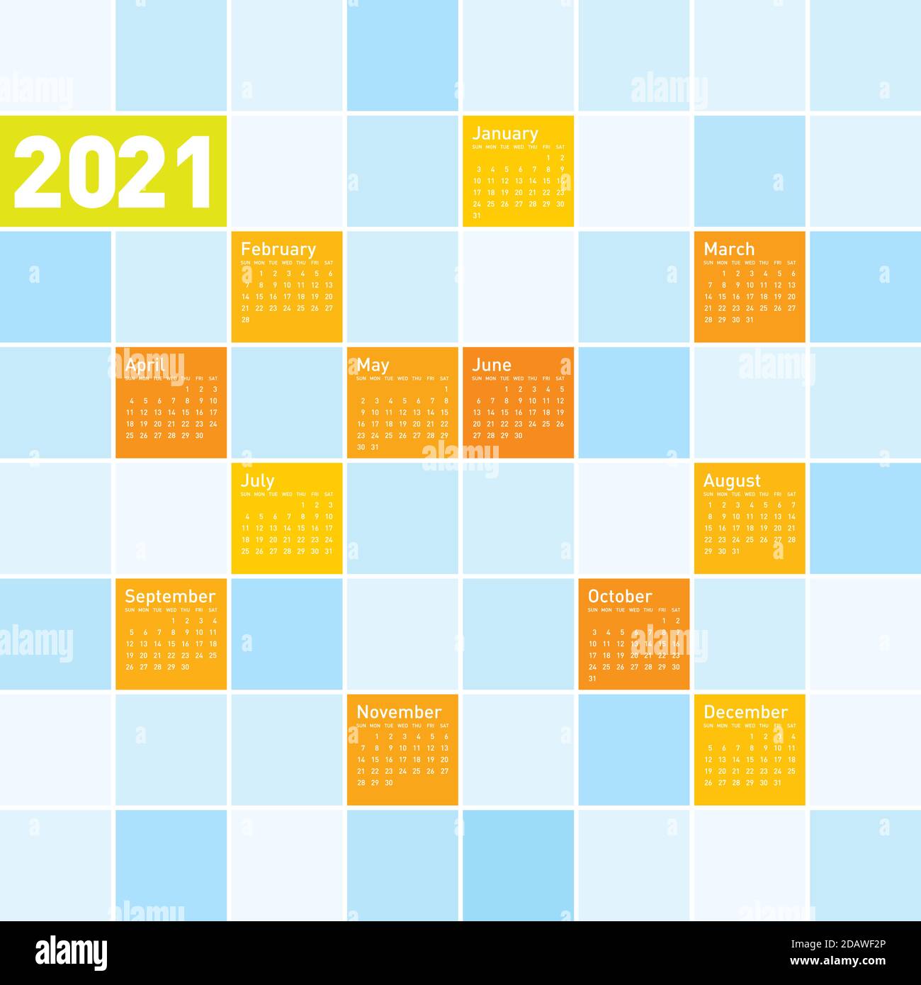 Colorful Calendar for Year 2021, in vector format Stock Vector Image ...