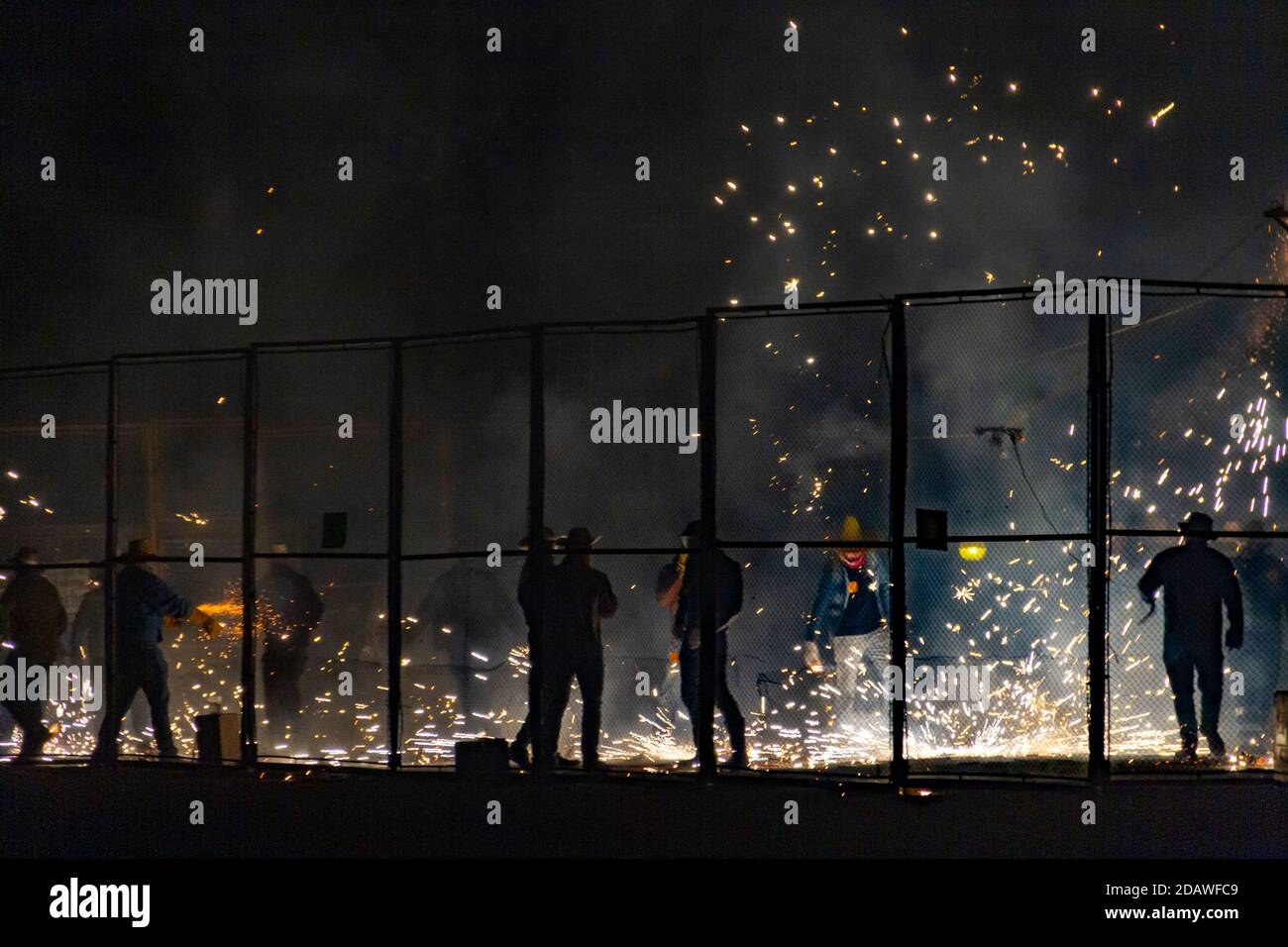 Fireworks from a traditional festival in Valencia called "cordá". Men ...
