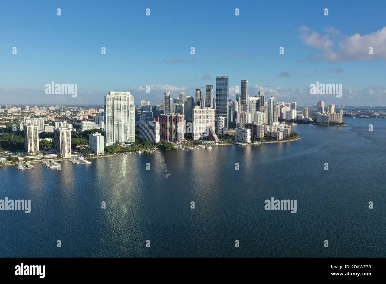 Aerial view of City of Miami skyline on sunny autumn morning Stock ...
