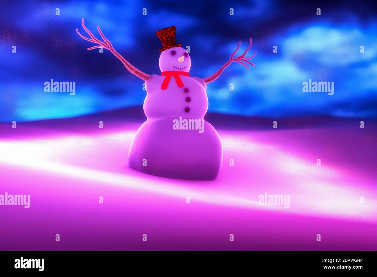Snowman in a wintry landscape (3d rendering Stock Photo - Alamy