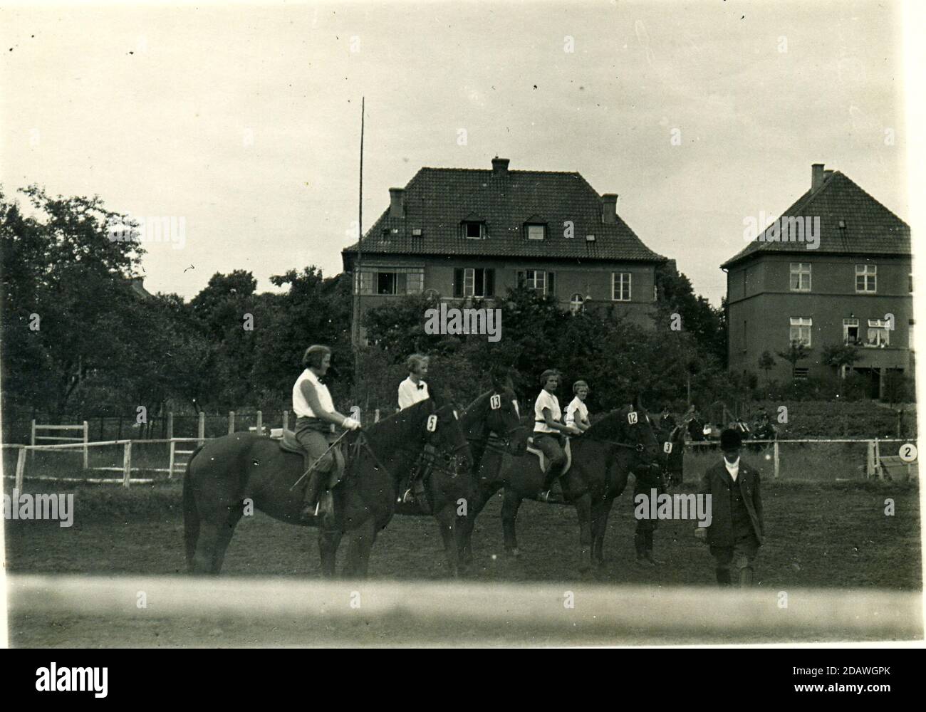Woman on horse , University of Jena, Germany - 1931 Stock Photo - Alamy
