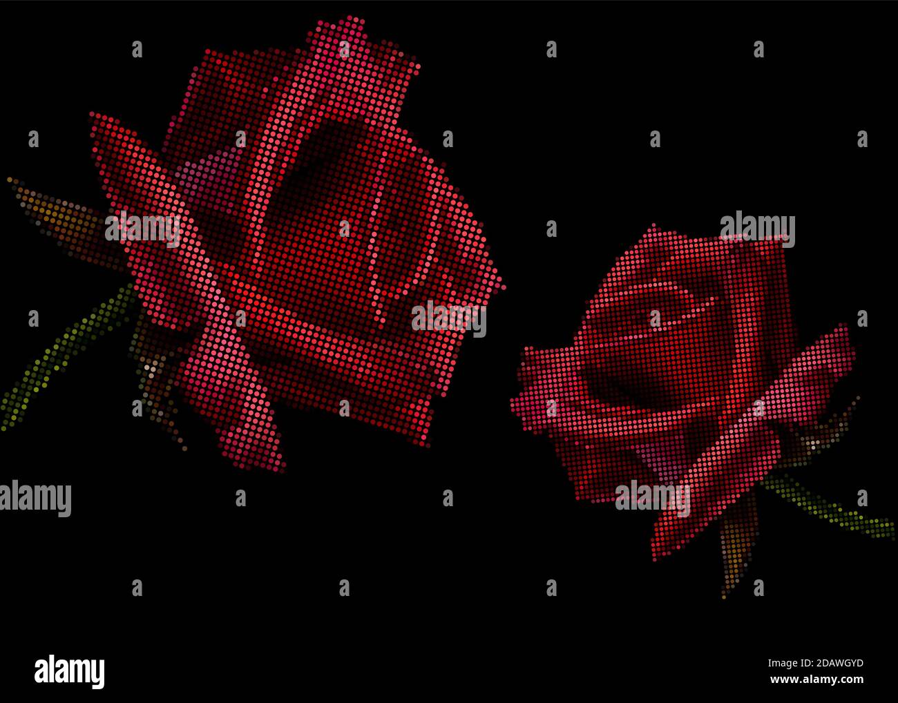 Halftone red roses on a black background. Vector flowers. EPS 10 Stock ...