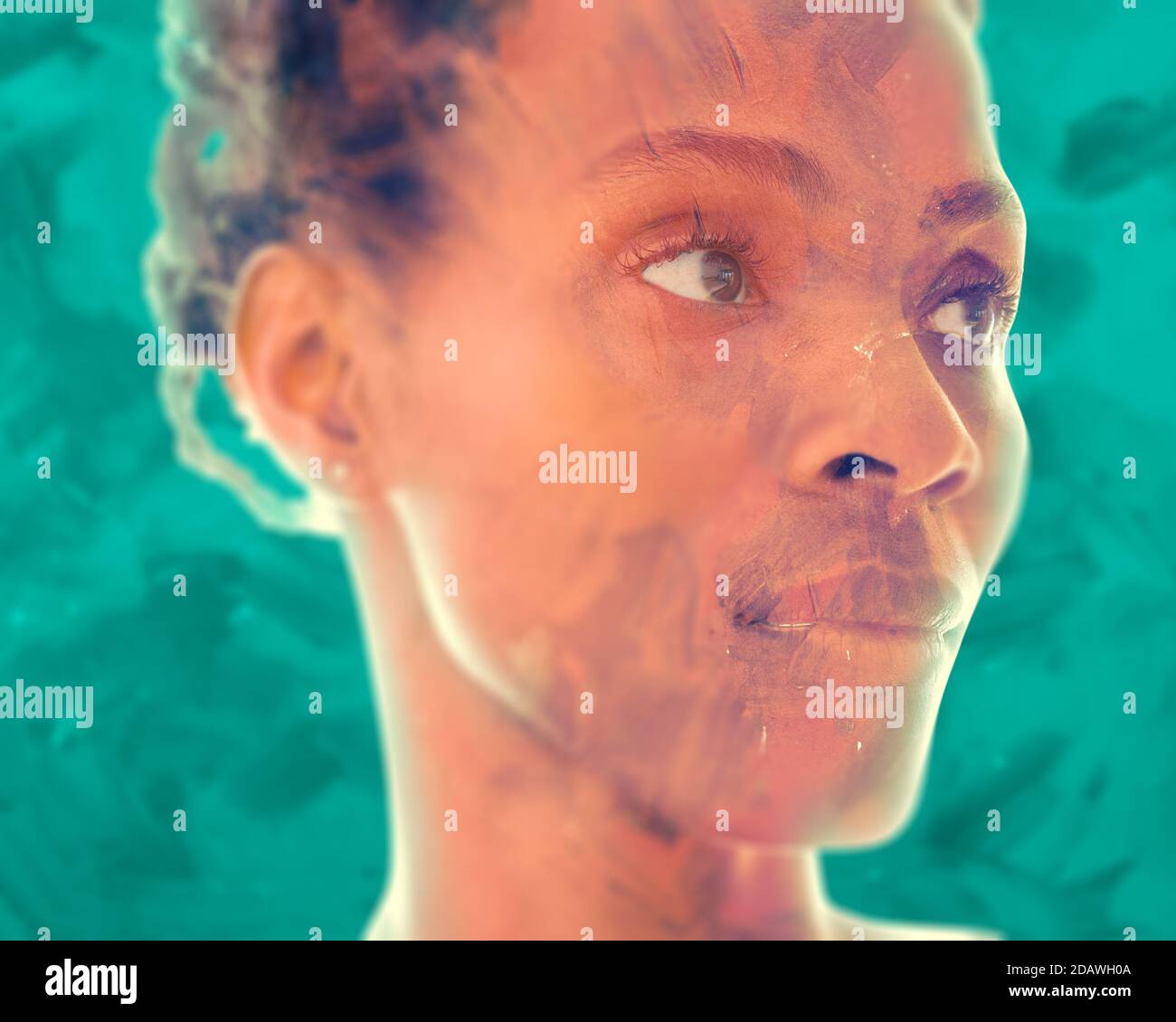 Creative photo manipulation of a portrait Stock Photo - Alamy