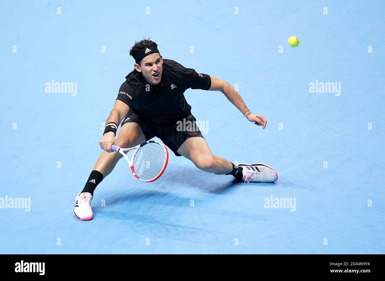 Dominic Thiem in action in his London 2020 group singles match during ...