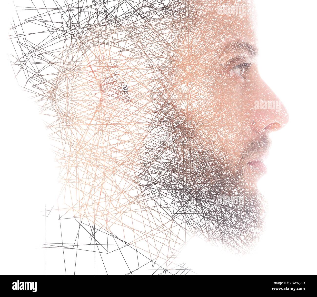 Portrait combined with a digital illustration Stock Photo - Alamy