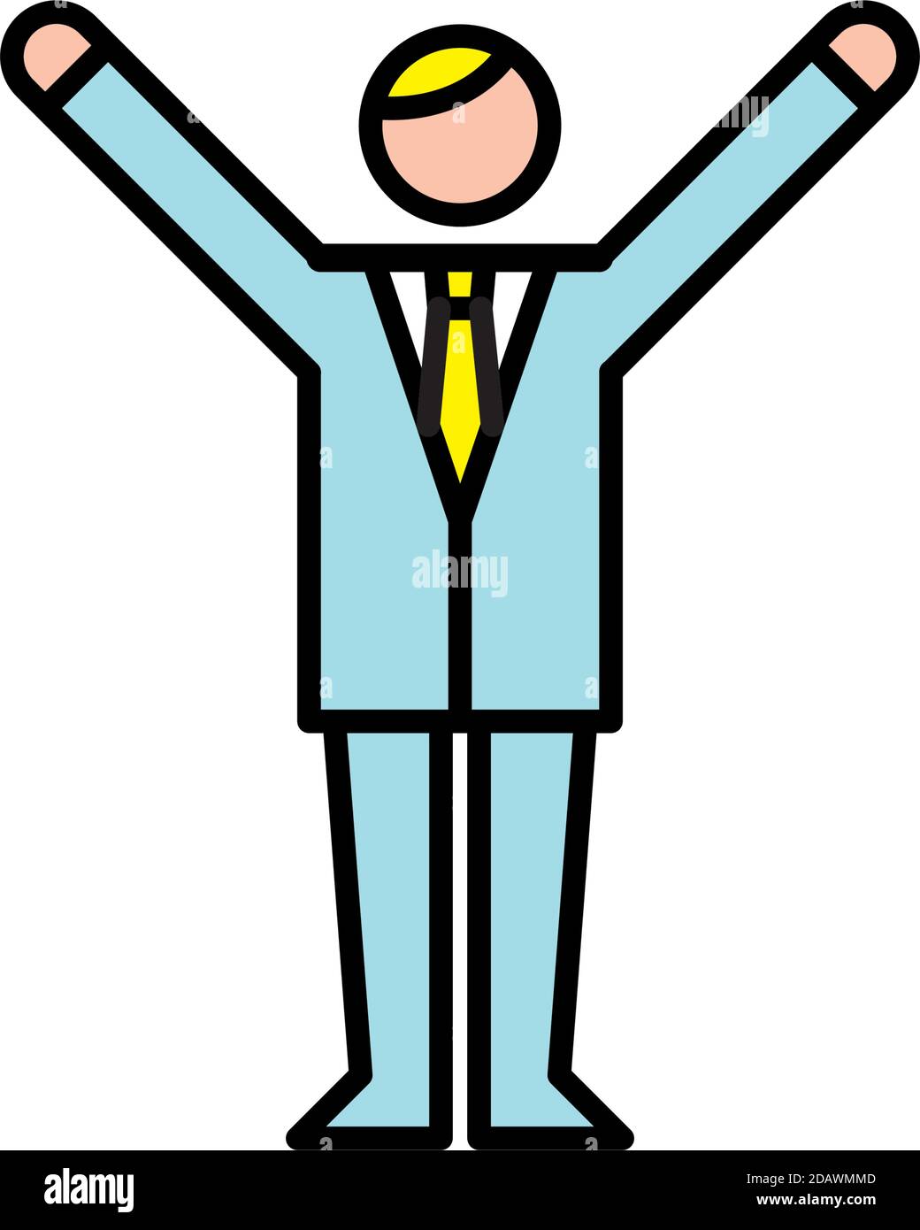 business man with hands up winner character vector illustration design ...