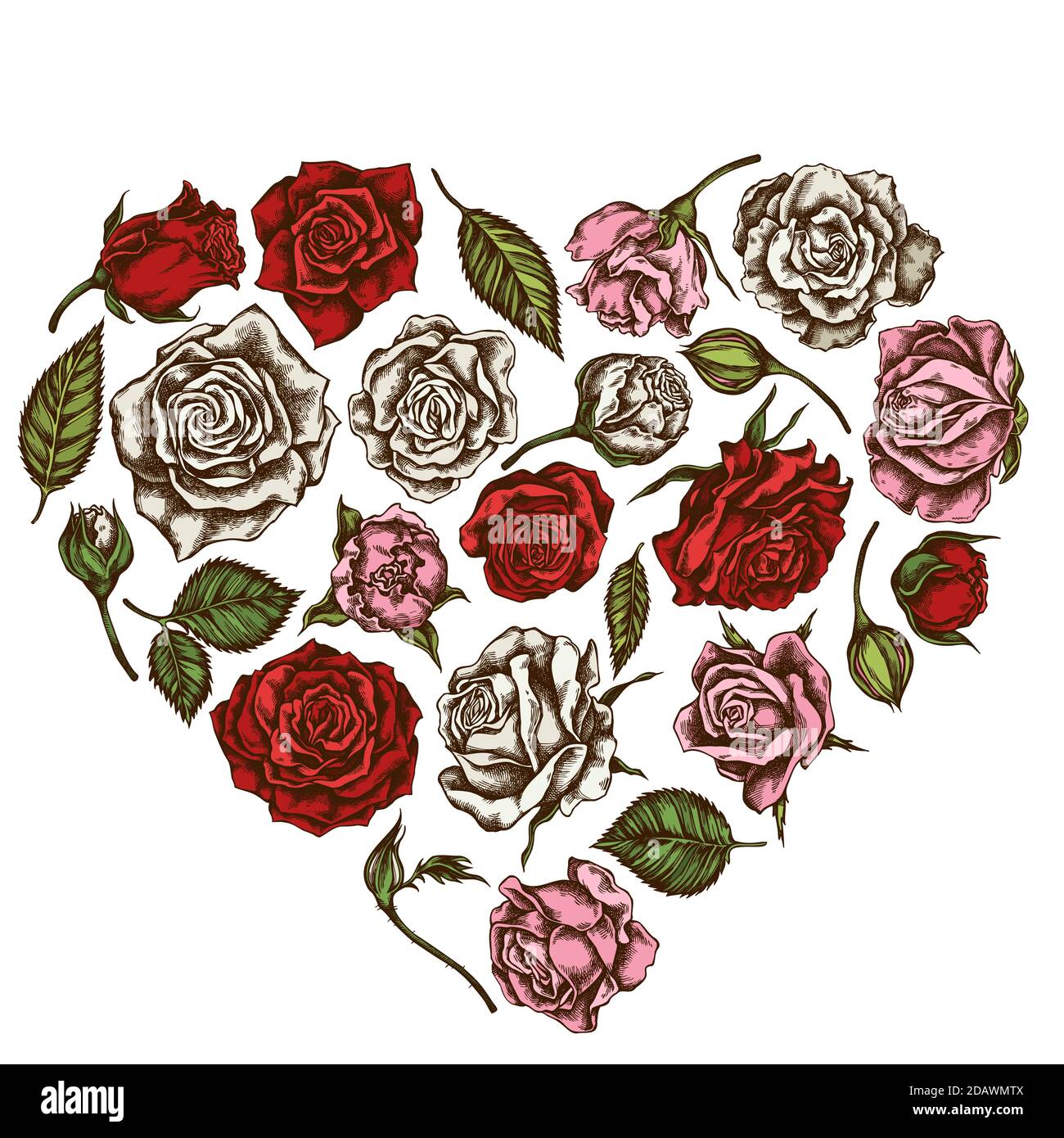 Heart floral design with colored roses Stock Vector Image & Art - Alamy