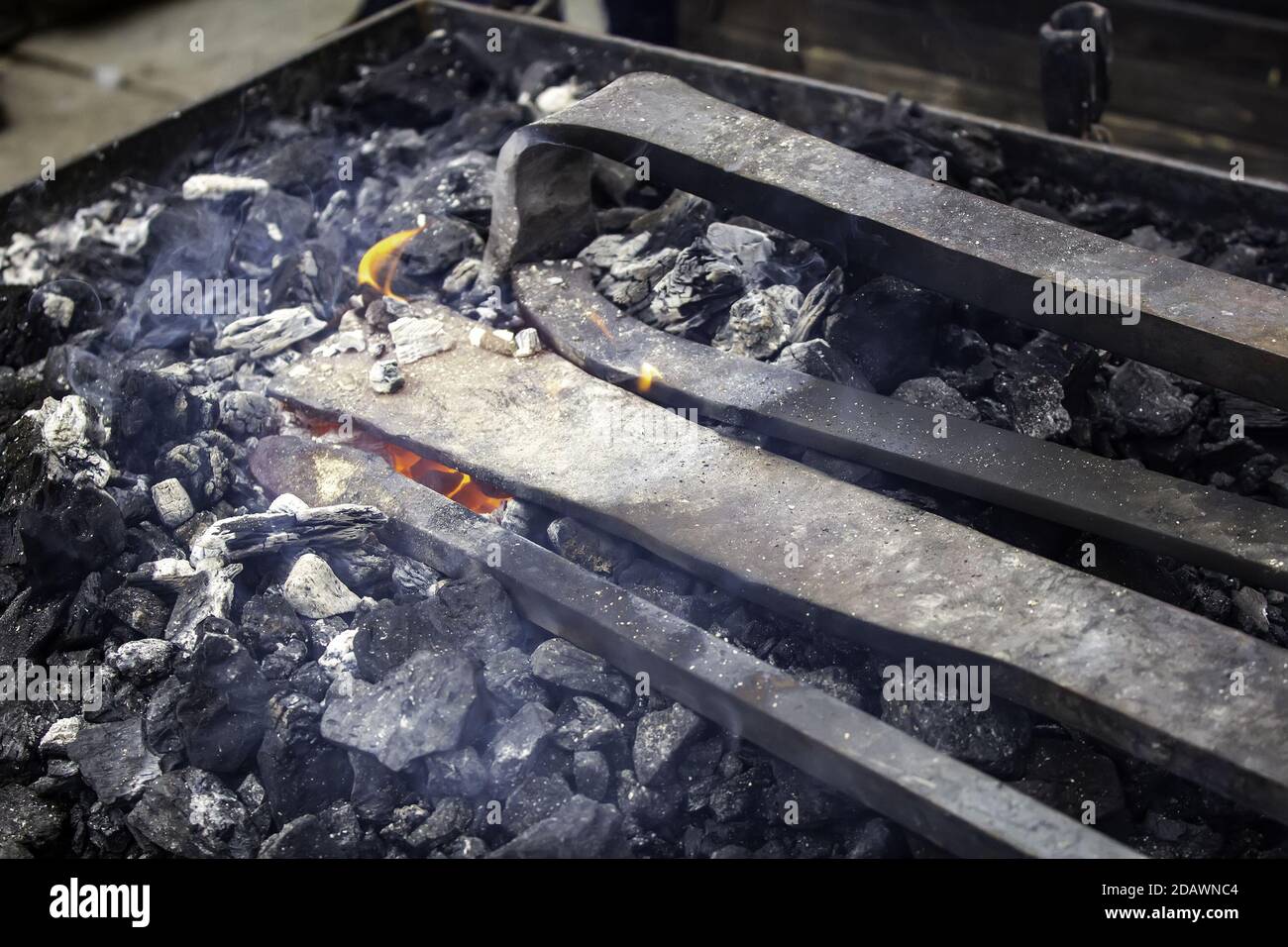 Fire in iron forge, manufacturing industry, business and factory Stock ...