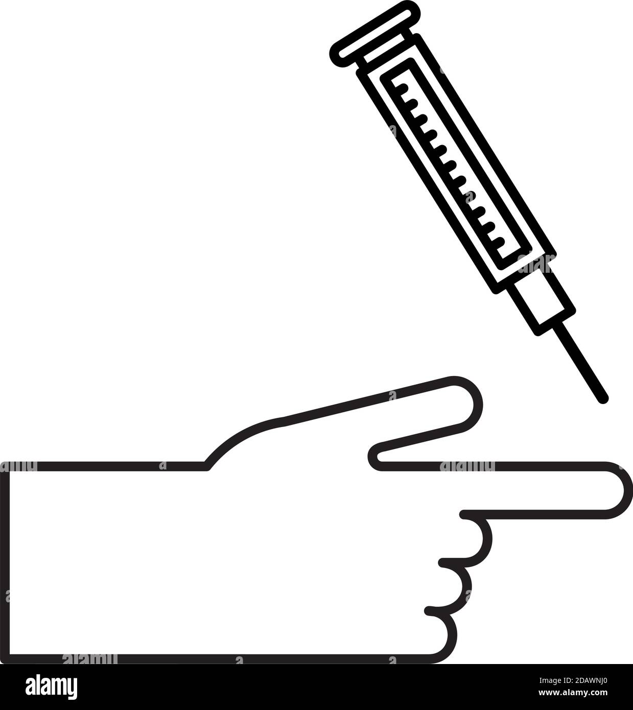 hand with injection vaccine medical line style icon vector illustration ...