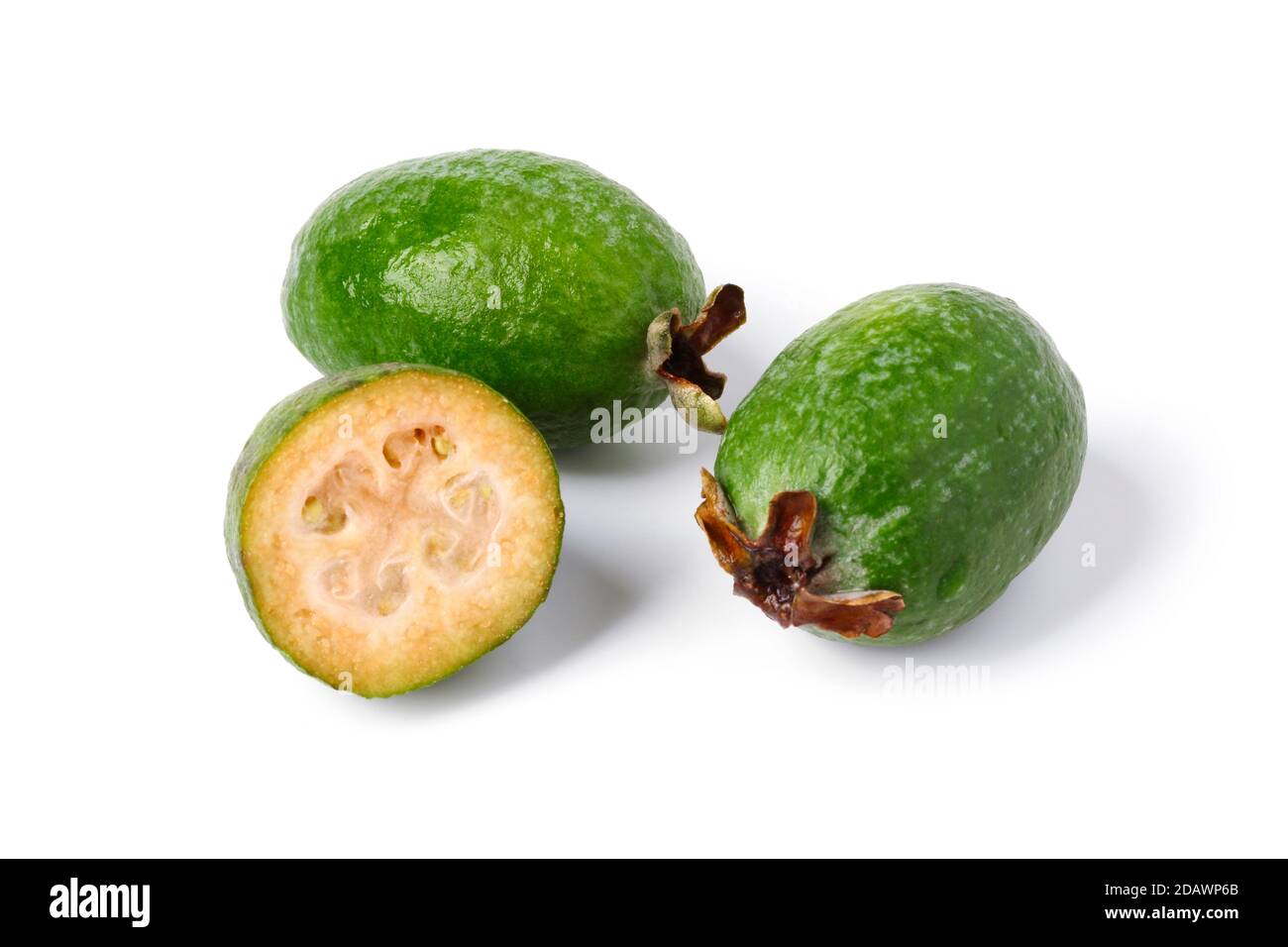 Ripe feijoa fruit close up isolated on white background Stock Photo - Alamy