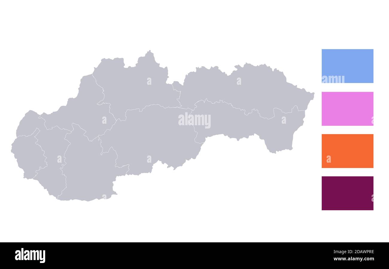 Infographics of Slovakia map, individual states blank Stock Photo - Alamy