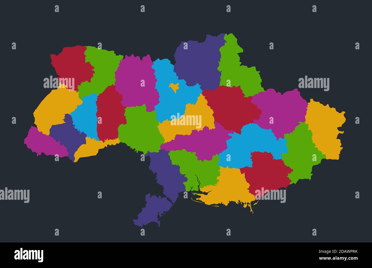 Infographics Ukraine map, flat design colors, with names of individual ...