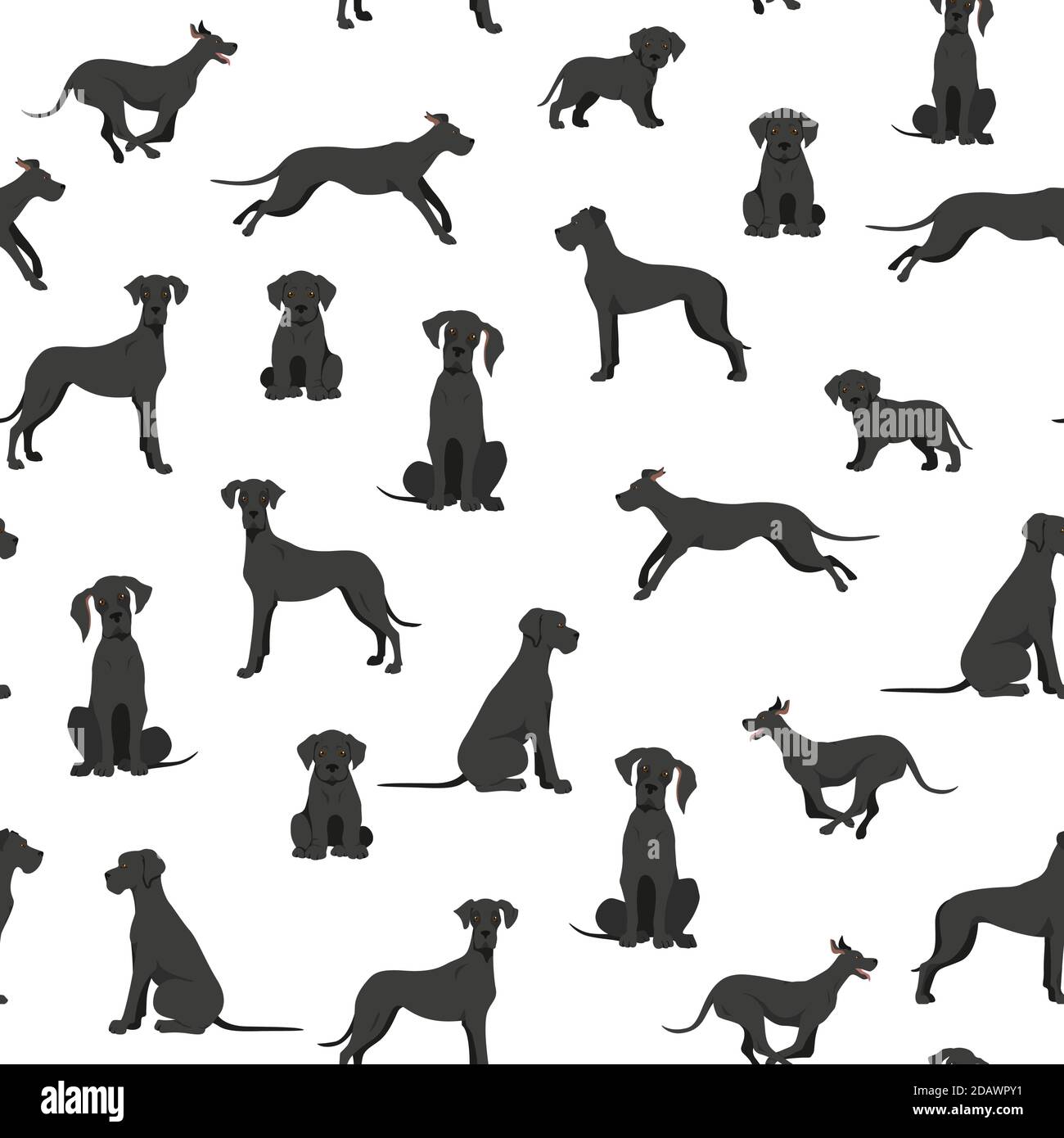 Great dane seamless pattern. Different variaties of coat color dog set ...