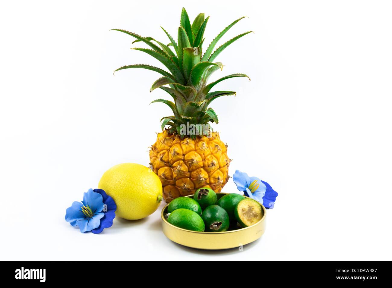 Series of photos with group of variety of exotic fresh fruits for ...