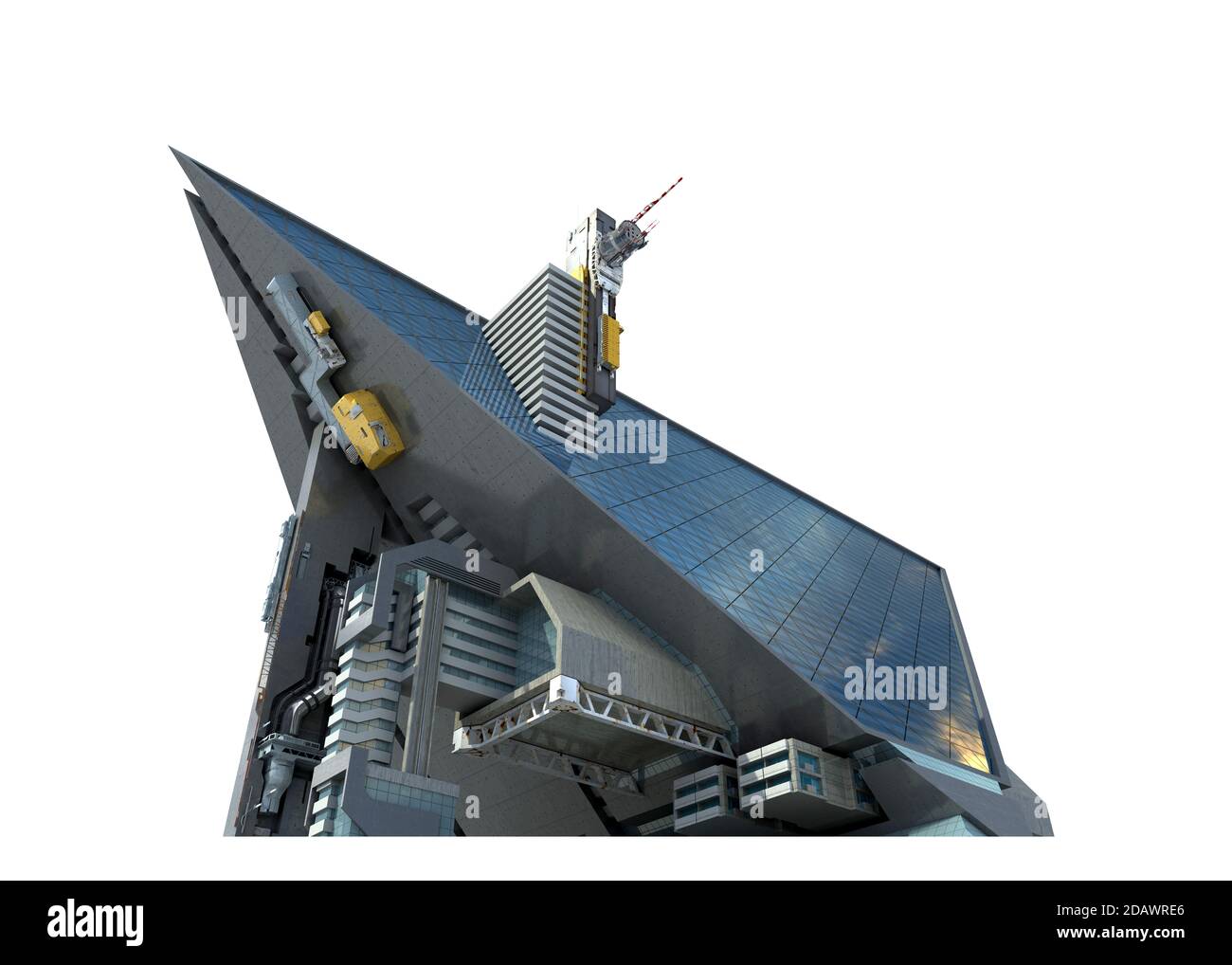 3D Illustration of a triangular shaped futuristic building from a ...
