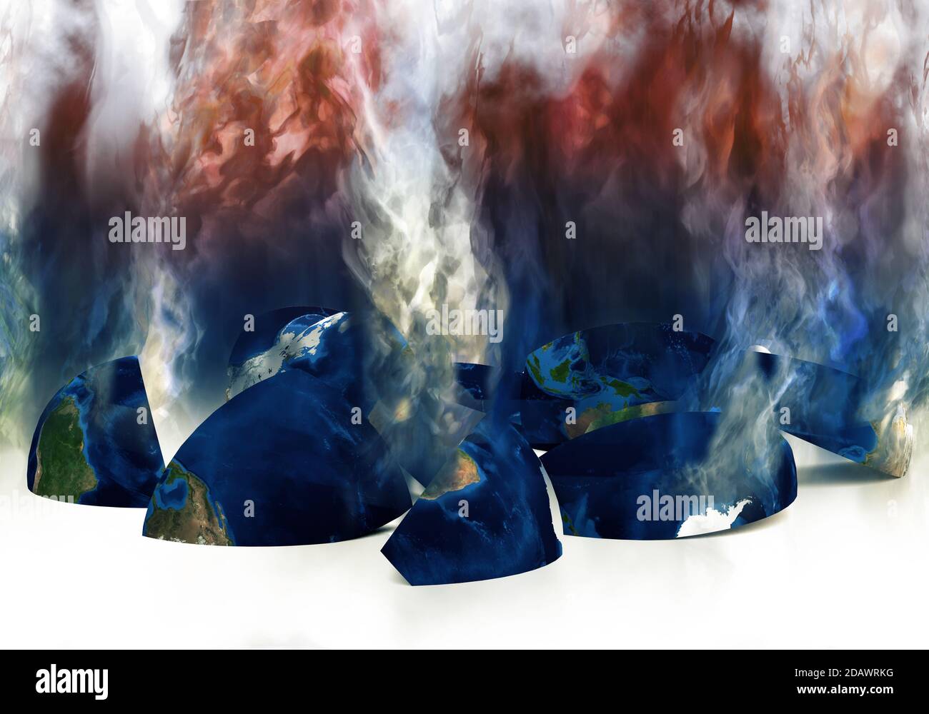 3d rendering illustration of the fragmented planet earth isolated on a ...