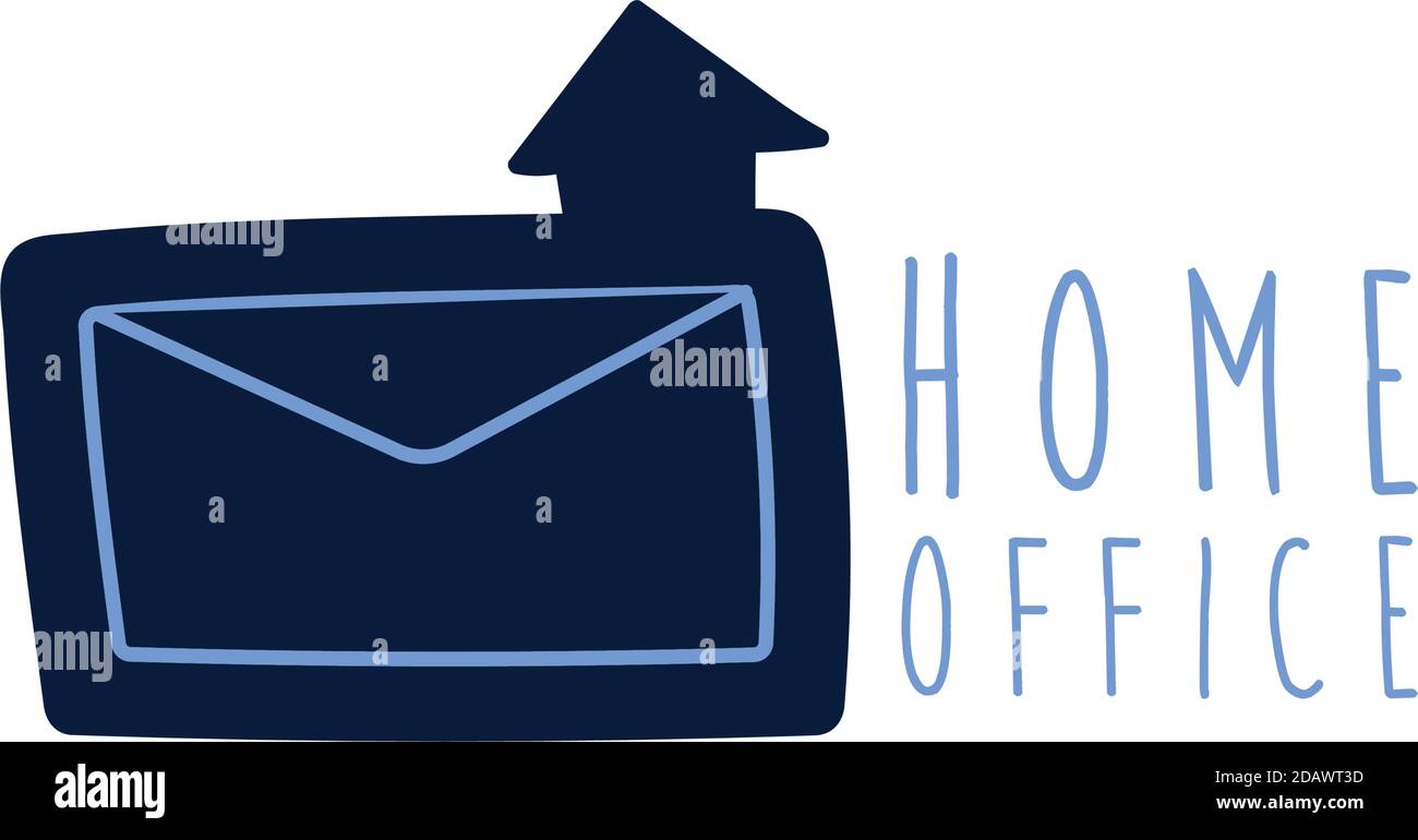 home office lettering campaign with envelope flat style vector ...