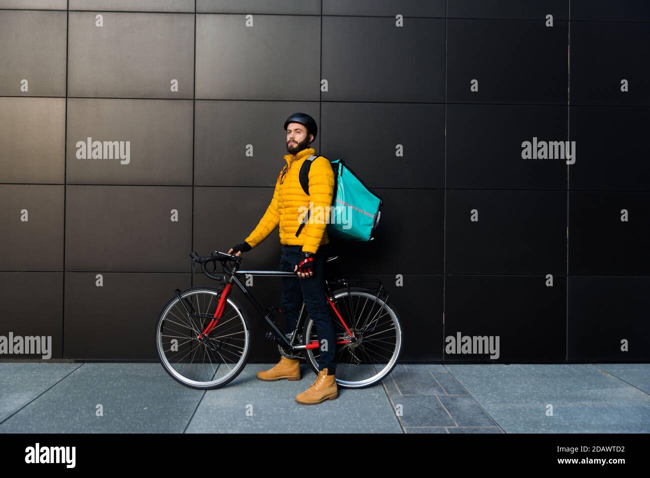 Food delivery service, rider delivering food to clints with bicycle ...