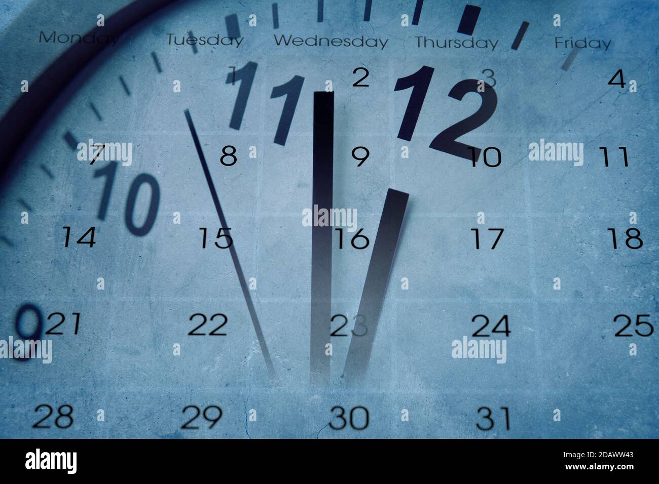 Clock face and calendar composite Stock Photo - Alamy