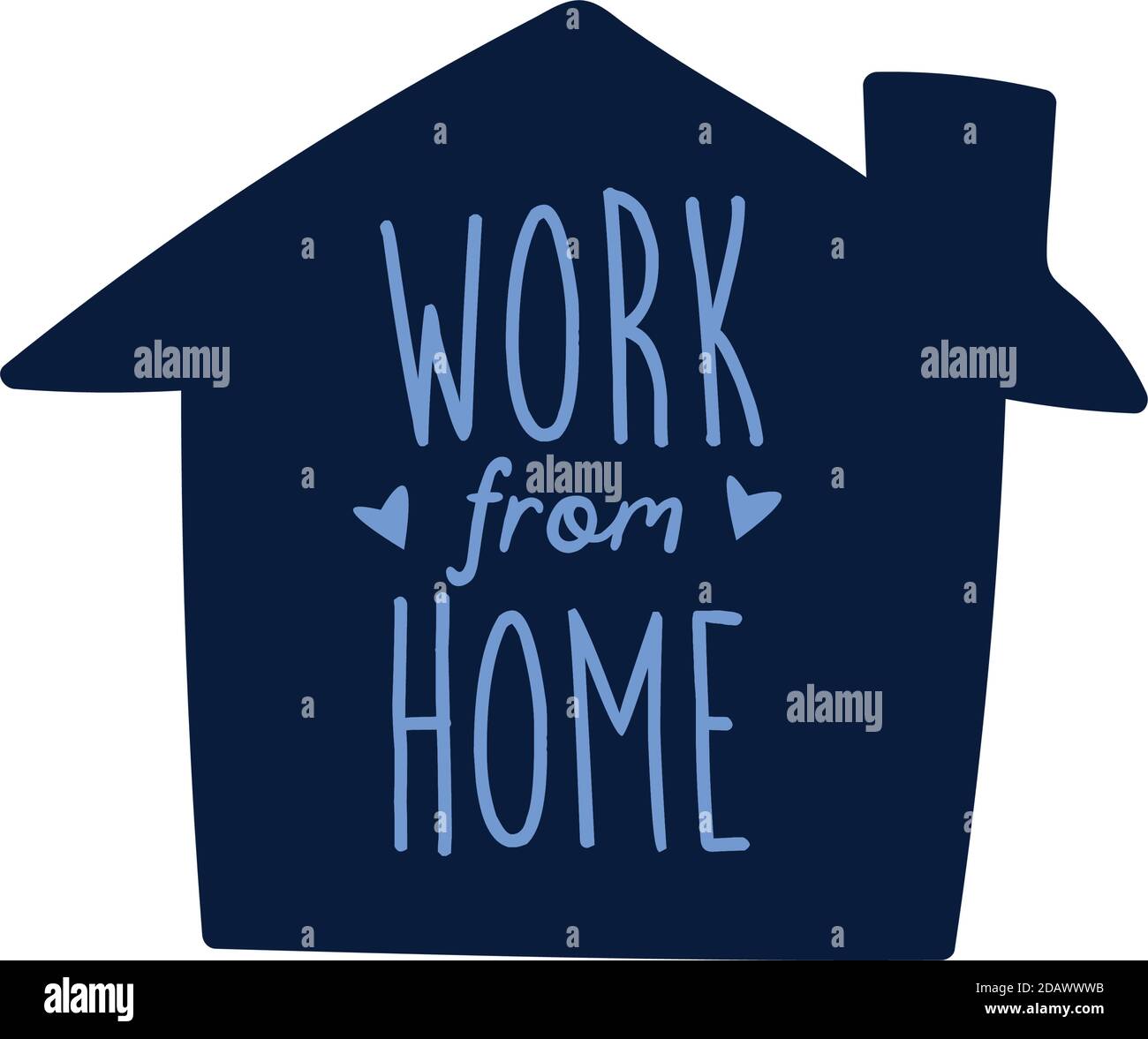 work from home lettering campaign in house flat style vector ...