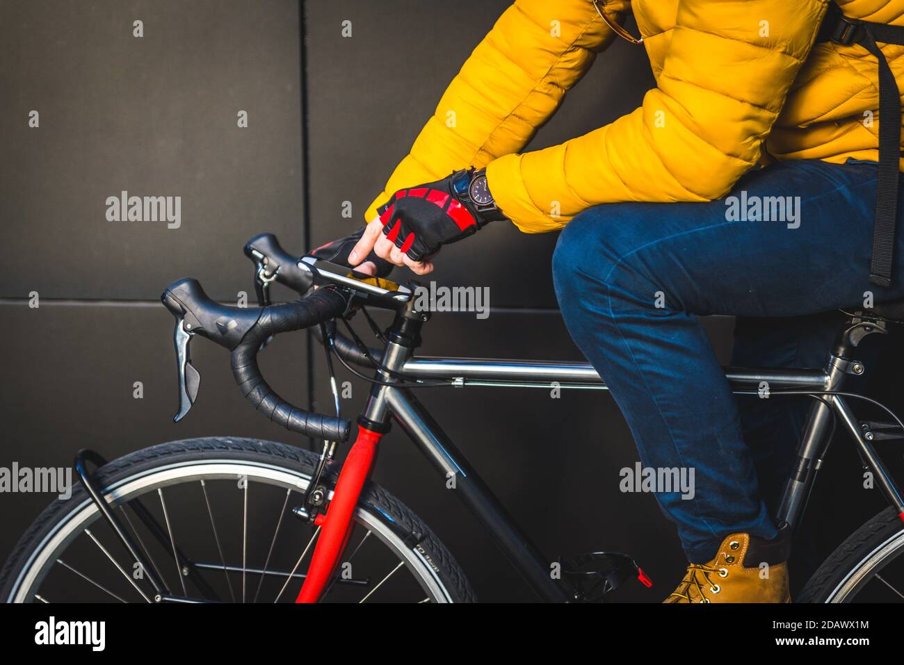 Food delivery service, rider delivering food to clints with bicycle ...