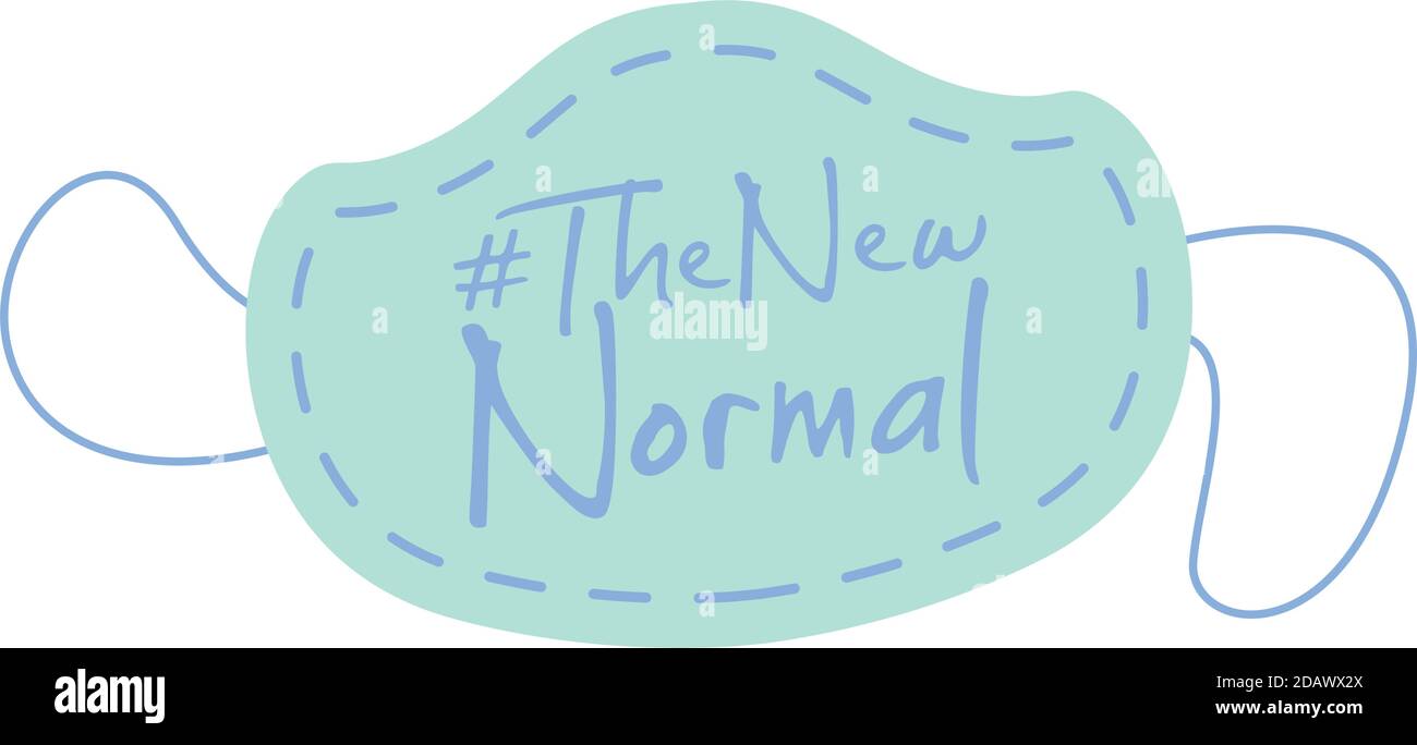 new normal lettering campaign in face mask hand made flat style vector ...