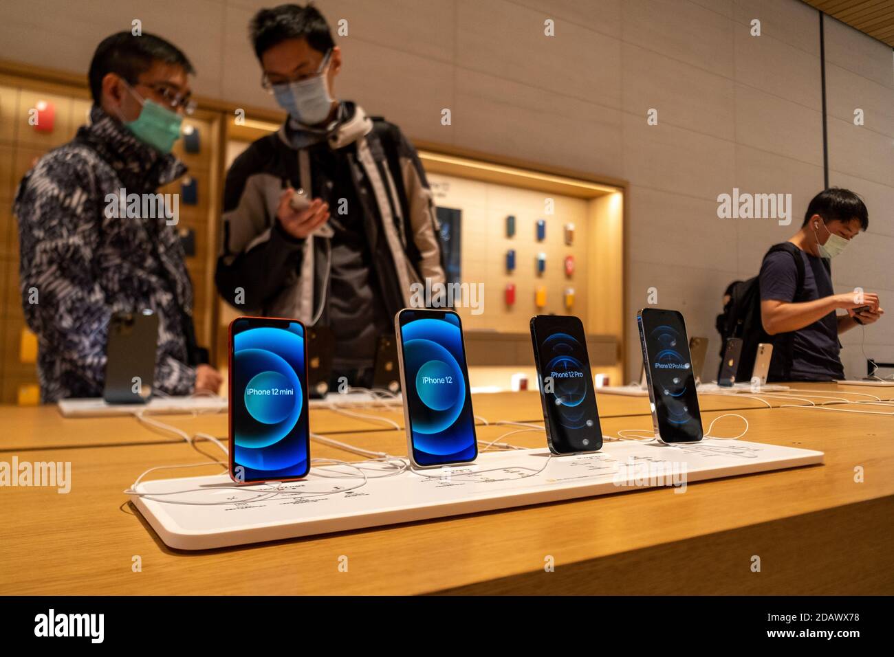 Apple iPhone 12 series seen on display at an Apple store after the ...