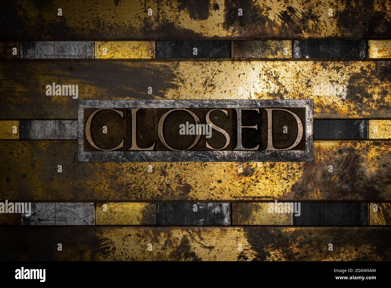 Closed text formed with real authentic typeset letters on vintage ...