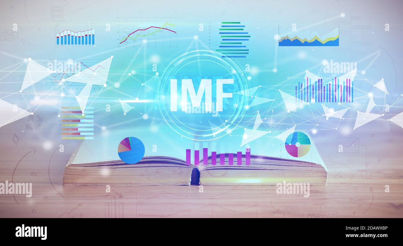 Open book with IMF abbreviation, modern technology concept Stock Photo ...