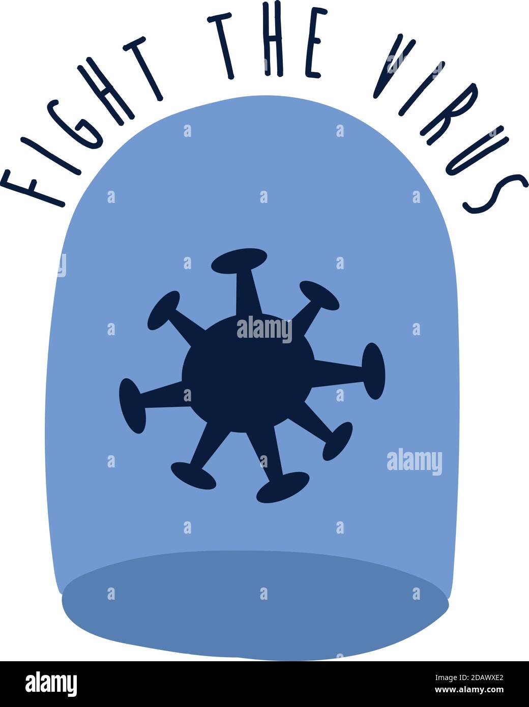 fight the virus lettering campaign with particle in dome flat style ...