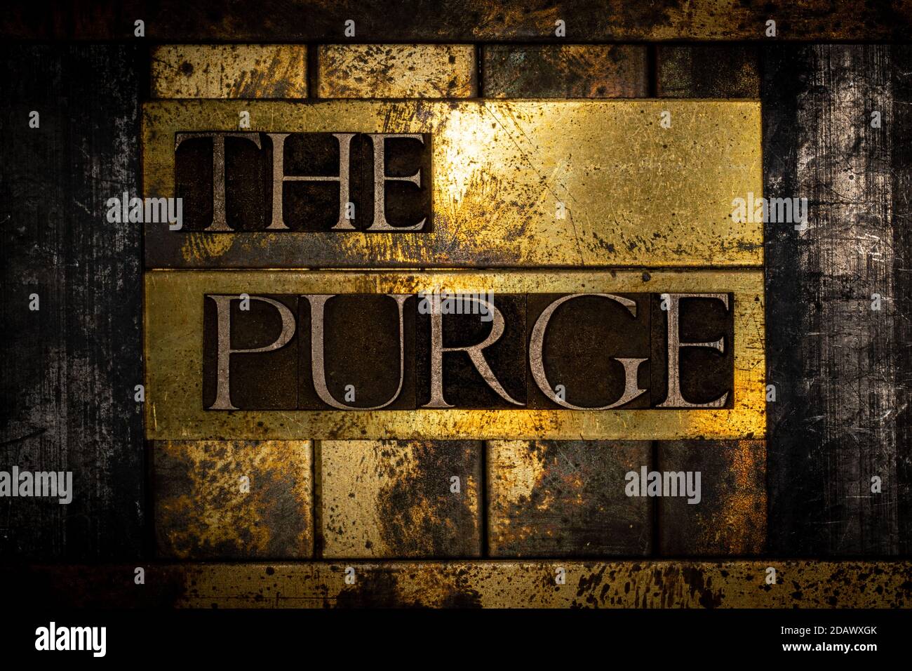 The Purge text message on vintage textured grunge copper and gold ...