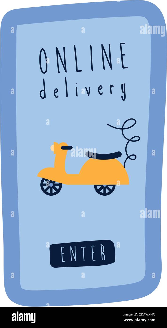 onflat delivery lettering campaign with smartphone and motorcycle flat ...
