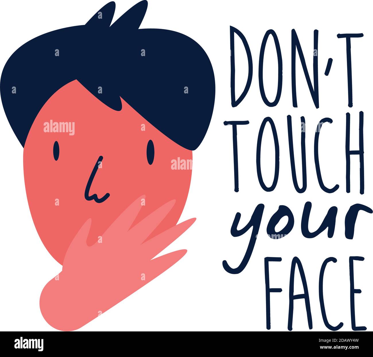 dont touch your face lettering campaign with man hand made flat style ...