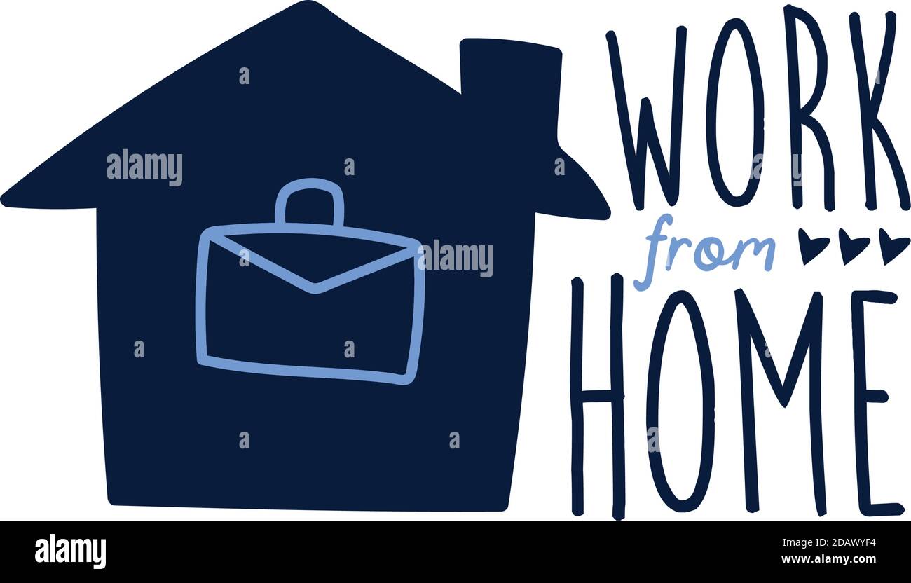 work from home lettering campaign with portfolio in house flat style ...