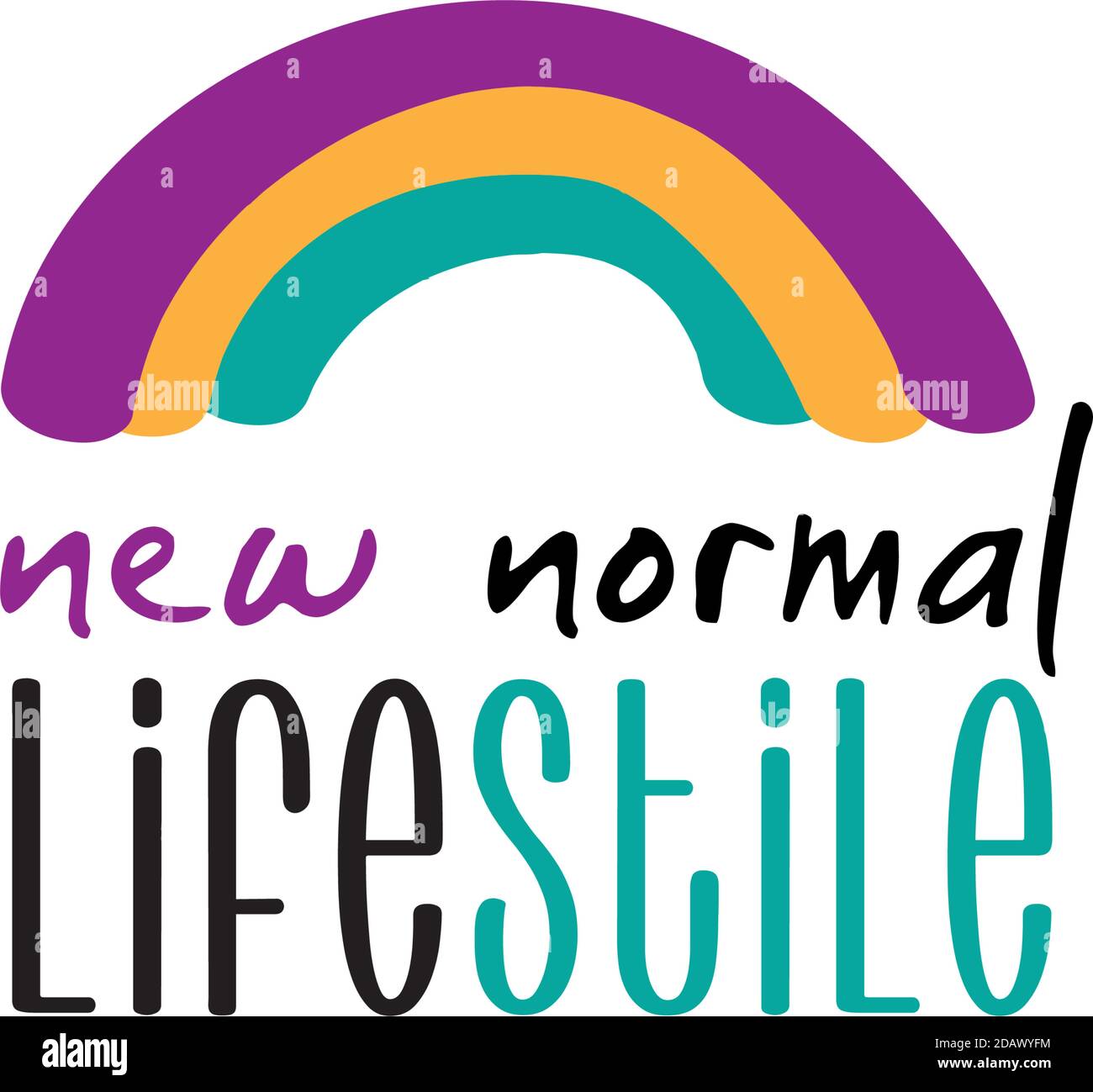 new normal lettering campaign with rainbow hand made flat style vector ...