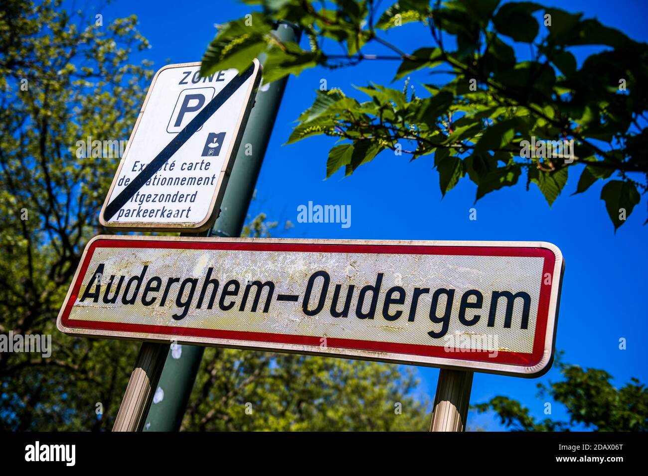 Illustration shows the name of the Auderghem - Oudergem municipality on ...