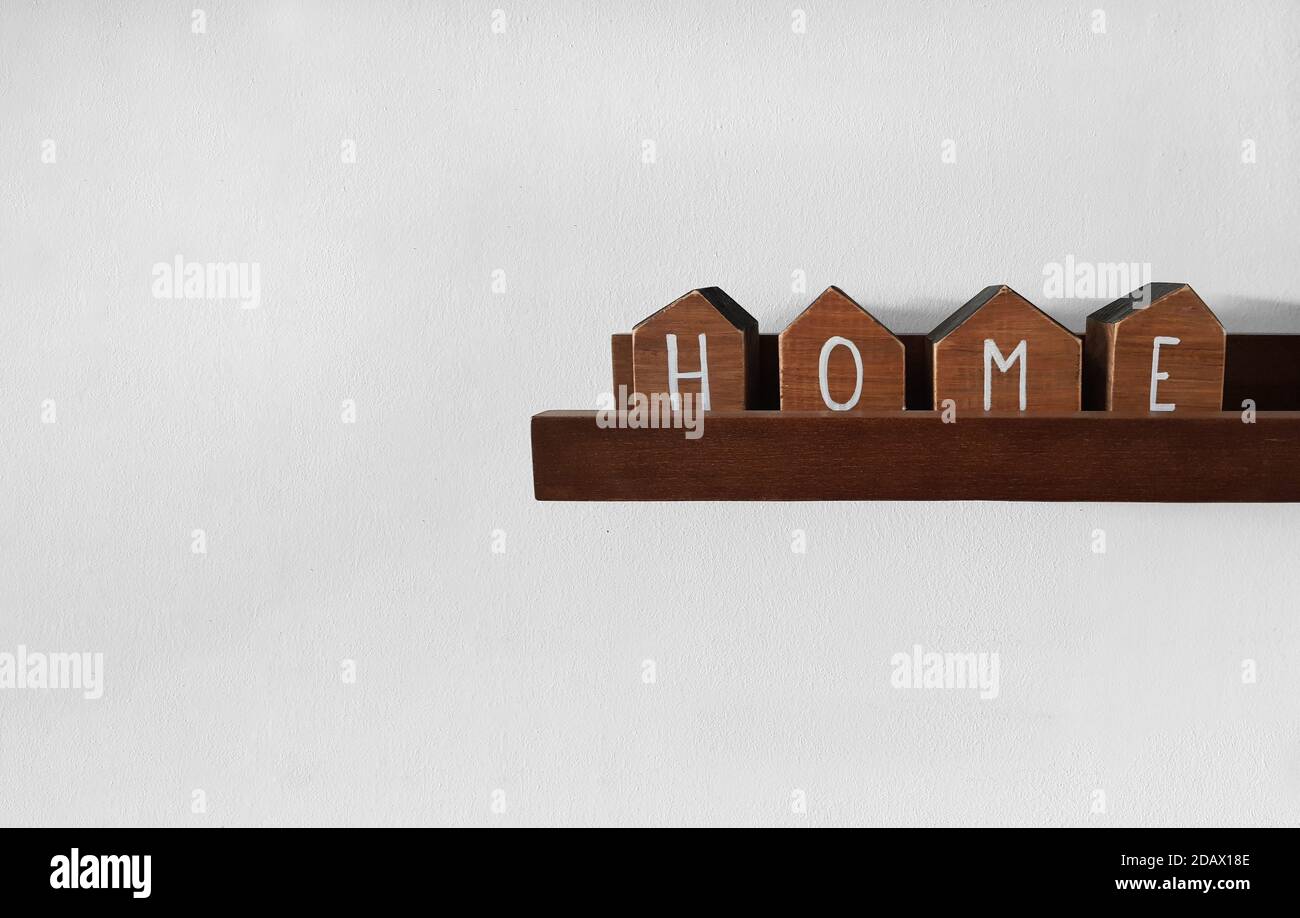Word home made of wooden blocks isolated on a white background Stock ...