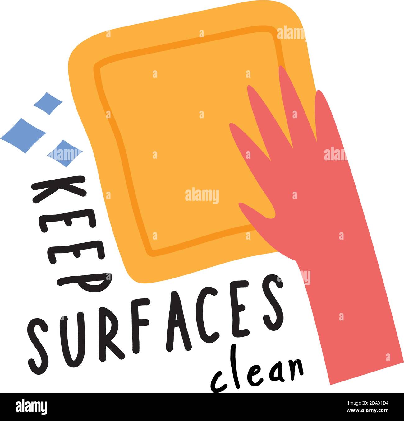 keep surfaces clean lettering campaign hand made flat style vector ...