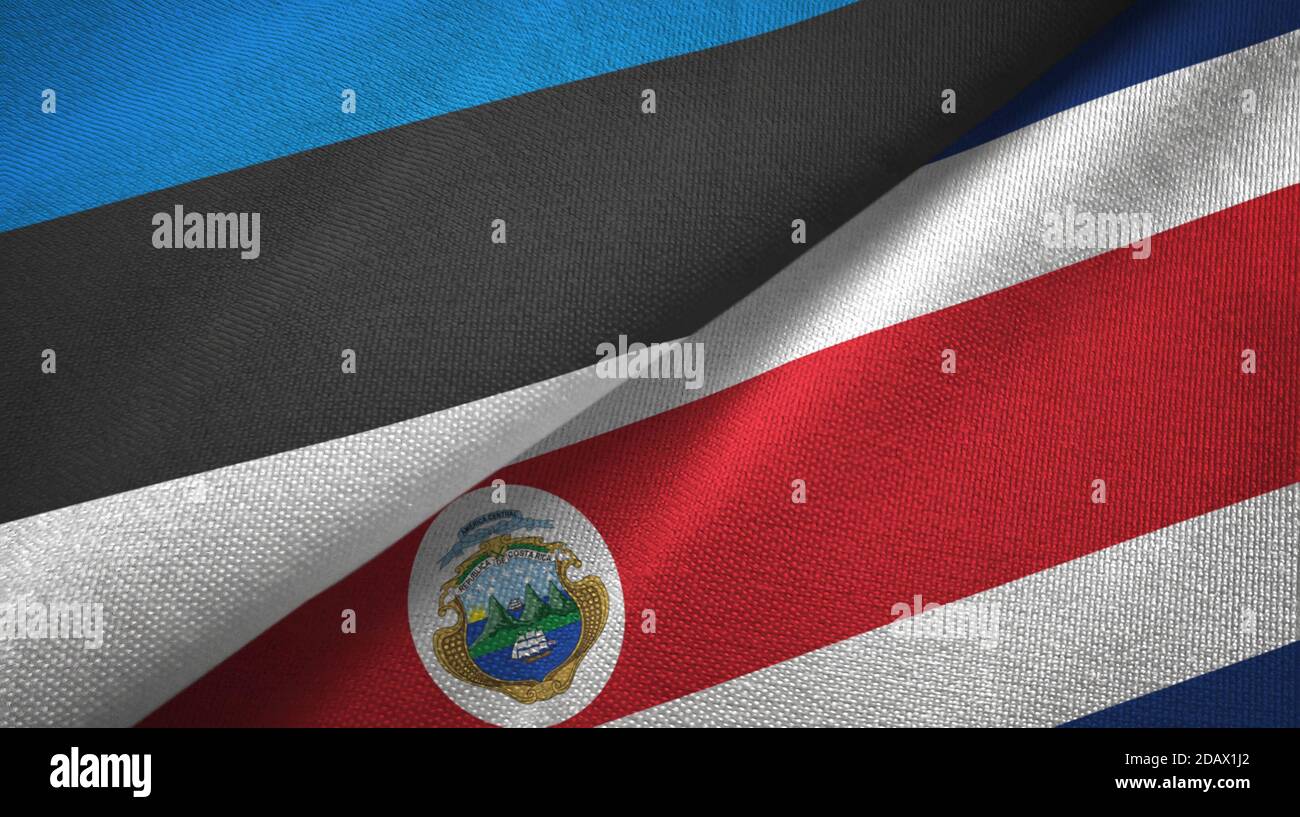 Estonia and Costa Rica two flags textile cloth, fabric texture Stock ...