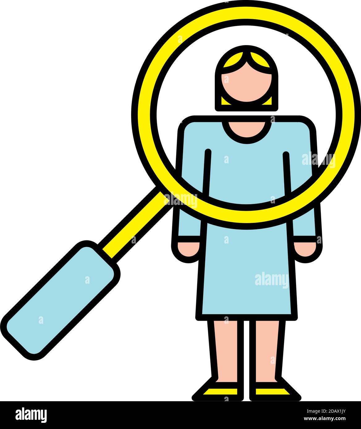 elegant business woman with magnifying glass avatar character vector ...