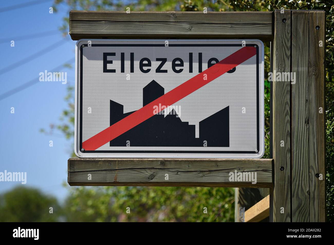 Illustration shows the name of the Ellezelles (Elzele) municipality on ...