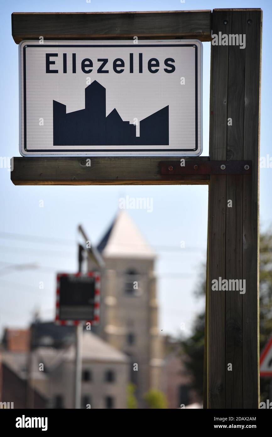 Illustration shows the name of the Ellezelles (Elzele) municipality on ...