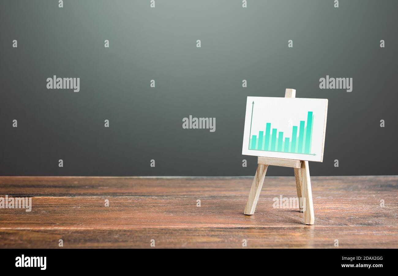 Easel with a positive growth chart diagram. Concept of success, growth ...